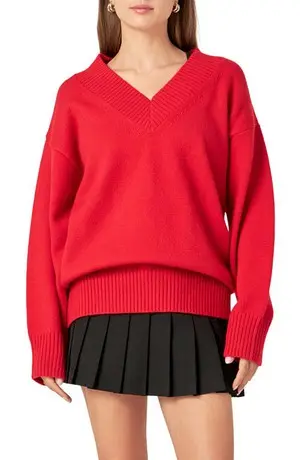 English Factory Oversized V-neck Sweater