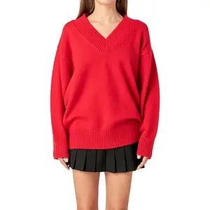 Women's V Neck Oversized Sweaters