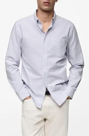 Mango Kodak Stripe Regular Fit Poplin Button-down Shirt
