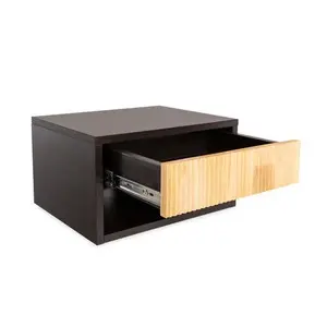 JONATHAN Y Elise Classic Contemporary Floating Wall Mounted Nightstand With Soft-close Tambour Drawer And Cable Hole - Black/light Oak
