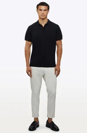 CUTS Istanbul Johnny Collar Cotton Bend Polo - Black