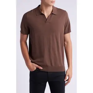CUTS Istanbul Johnny Collar Cotton Bend Polo Espresso