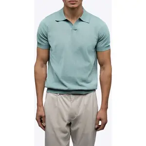 CUTS Istanbul Johnny Collar Cotton Bend Polo - Isle Blue