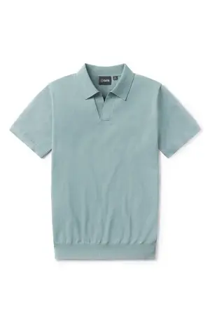 CUTS Istanbul Johnny Collar Cotton Bend Polo - Isle Blue