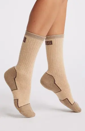 UGG UGG(r) Luann Wool Blend Crew Socks Mustard Seed/antelope