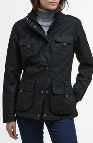 Barbour Winter Defense Water-resistant Waxed Cotton Jacket - Black/classic