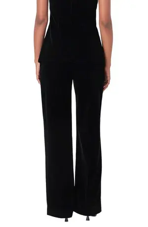 Endless Rose High Waist Velvet Wide Leg Pants - Black