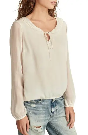 Lucky Brand Tie Neck Top