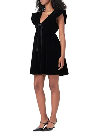 Endless Rose Satin Bow Velvet Minidress