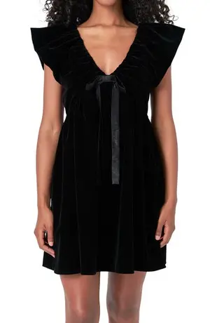 Endless Rose Satin Bow Velvet Minidress
