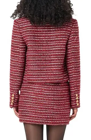 Endless Rose Stripe Tweed Jacket - Cranberry