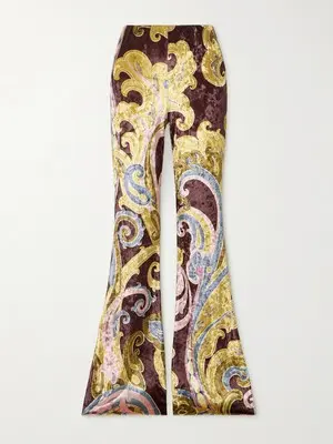 Etro Printed Stretch-chenille Flared Pants