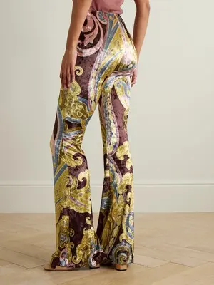 Etro Printed Stretch-chenille Flared Pants