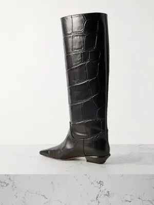 Paris Texas Bettina Croc-effect Leather Knee Boots