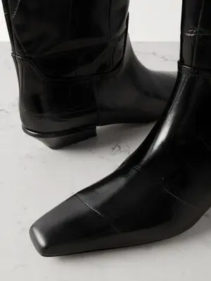 Paris Texas Bettina Croc-effect Leather Knee Boots