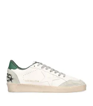 GOLDEN GOOSE Ballstar Leather Sneakers With Star Appliqu