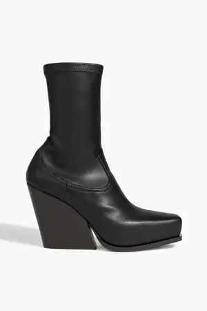 Stella McCartney Leather Cowboy Ankle Boots - Black