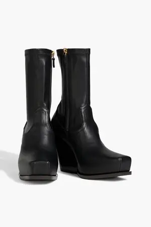 Stella McCartney Leather Cowboy Ankle Boots - Black