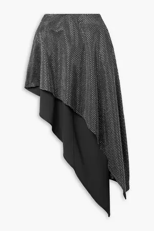 Stella McCartney Asymmetric Crystal-embellished Crepe Skirt - Dark Gray