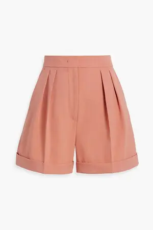 Max Mara Pleated Wool-blend Twill Shorts
