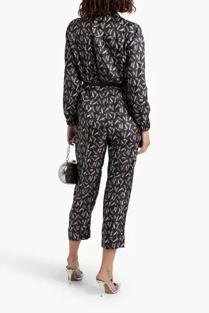 Max Mara Cropped Printed Silk-twill Jumpsuit