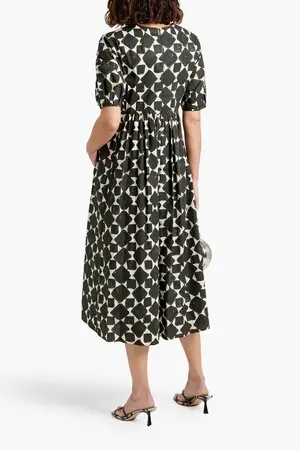 Max Mara Embellished Printed Cotton-poplin Midi Dress