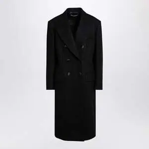 Dolce & Gabbana Double Breasted Coat In Wool In Black - 18% Off