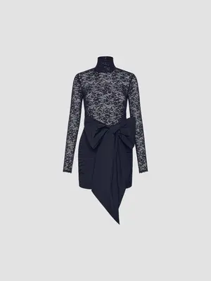 Rebecca Vallance Nicky Hilton X Delta Lace & Taffeta Bow Minidress - Black