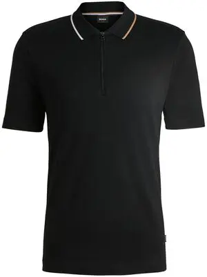 BOSS Half-zip Interlock-weave Polo Shirt
