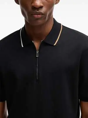 BOSS Half-zip Interlock-weave Polo Shirt