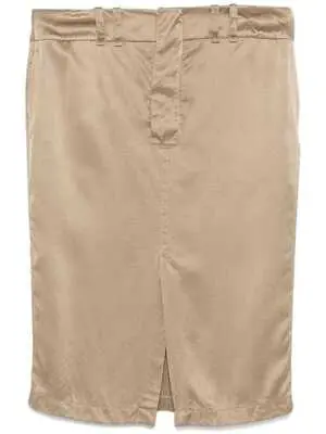 Saint Laurent Silk Pencil Skirt - Neutrals