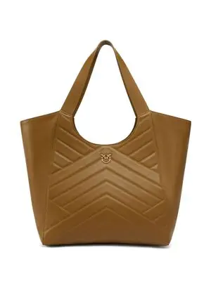 Pinko Chevron-quilted Leather Tote Bag - Brown