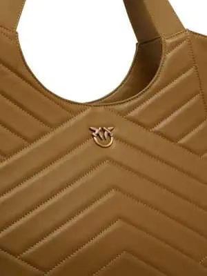 Pinko Chevron-quilted Leather Tote Bag - Brown