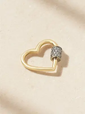 MARLA AARON Stoned Baby Heartlock 14-karat Diamond Pendant - Gold
