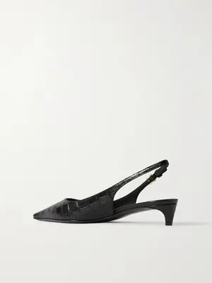 Dolce & Gabbana Glossed Croc-effect Slingback Pumps