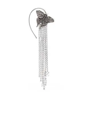 Off-White Butterfly Motif Ear Cuff With Crystal Embellishments