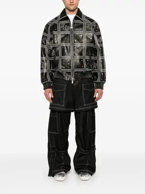 Off-White Dices Leather Varsity Jacket - Black