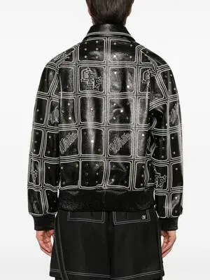Off-White Dices Leather Varsity Jacket - Black