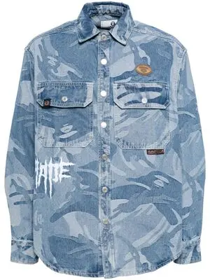 AAPE BY *A BATHING APE® Moonface-logo Camouflage-print Shirt - Blue