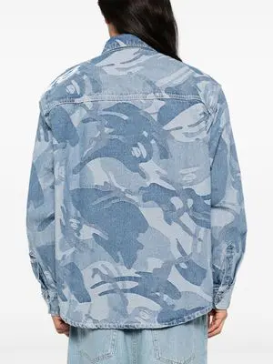 AAPE BY *A BATHING APE Moonface-logo Camouflage-print Shirt - Blue