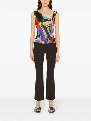 Emilio Pucci Abstract-print Trim Cropped Trousers