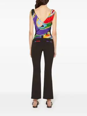 Emilio Pucci Abstract-print Trim Cropped Trousers