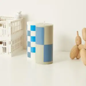 HAY Column Candle Small - Grey/blue