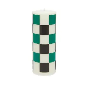 HAY Column Candle Medium - Off-white/green/black Check