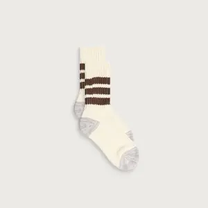 ROTOTO Coarse Ribbed Old School Crew Sock Brown