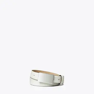 Tory Burch Plate Leather Belt - Blanc/silver