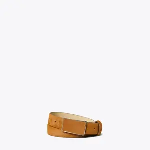 Tory Burch Plate Leather Belt - Mandorla