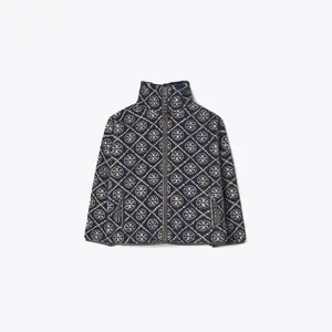 Tory Burch T Monogram Fleece Jacket - Medium Navy