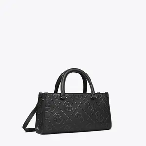 Tory Burch Monogram Embossed Small Rectangular Tote - Black