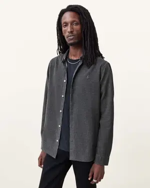ALLSAINTS Lorella Textured Ramskull Shirt Asher Grey